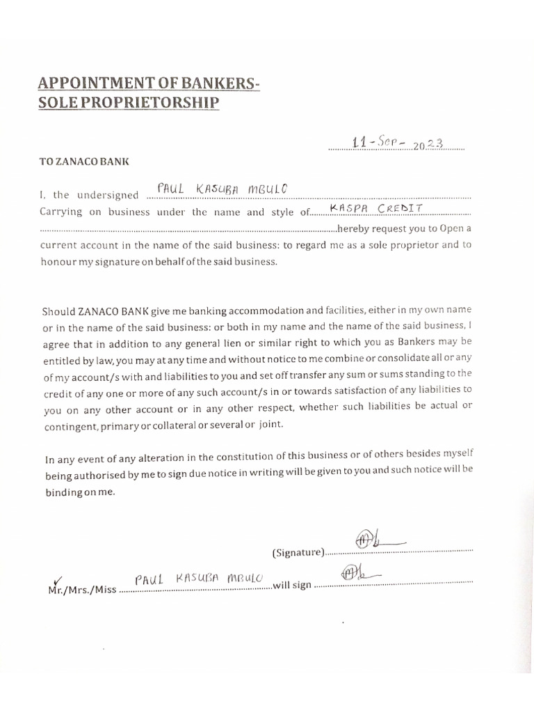 Zanaco Xpress Mandate - CIF Forms | PDF