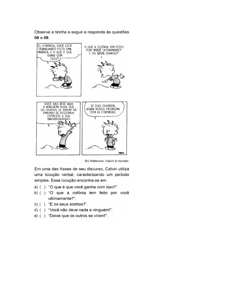 Atividade de Tirinha | PDF