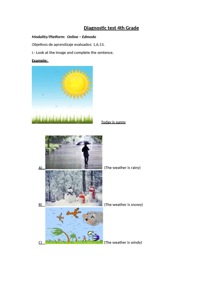 Diagnostic test 4th Grade_2021 | PDF