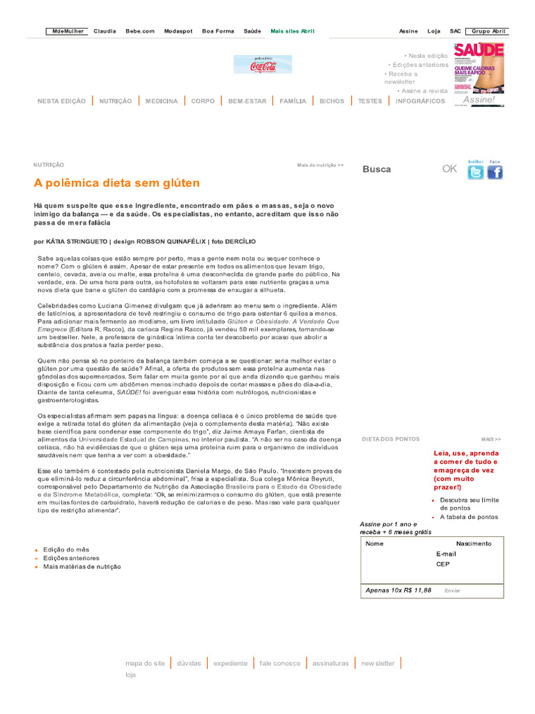 A Polêmica Dieta Sem Glúten - REVISTA SAÚDE! | PDF