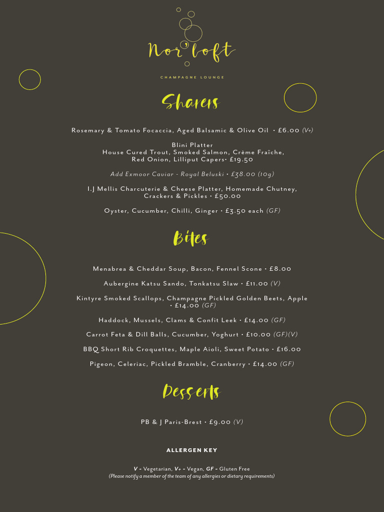 Nor Loft Food Menu | PDF