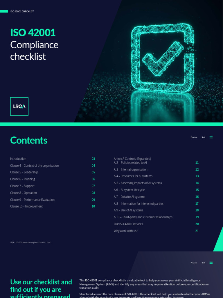 ISO 42001 Checklist Global 2025 | PDF | Life Cycle Assessment ...