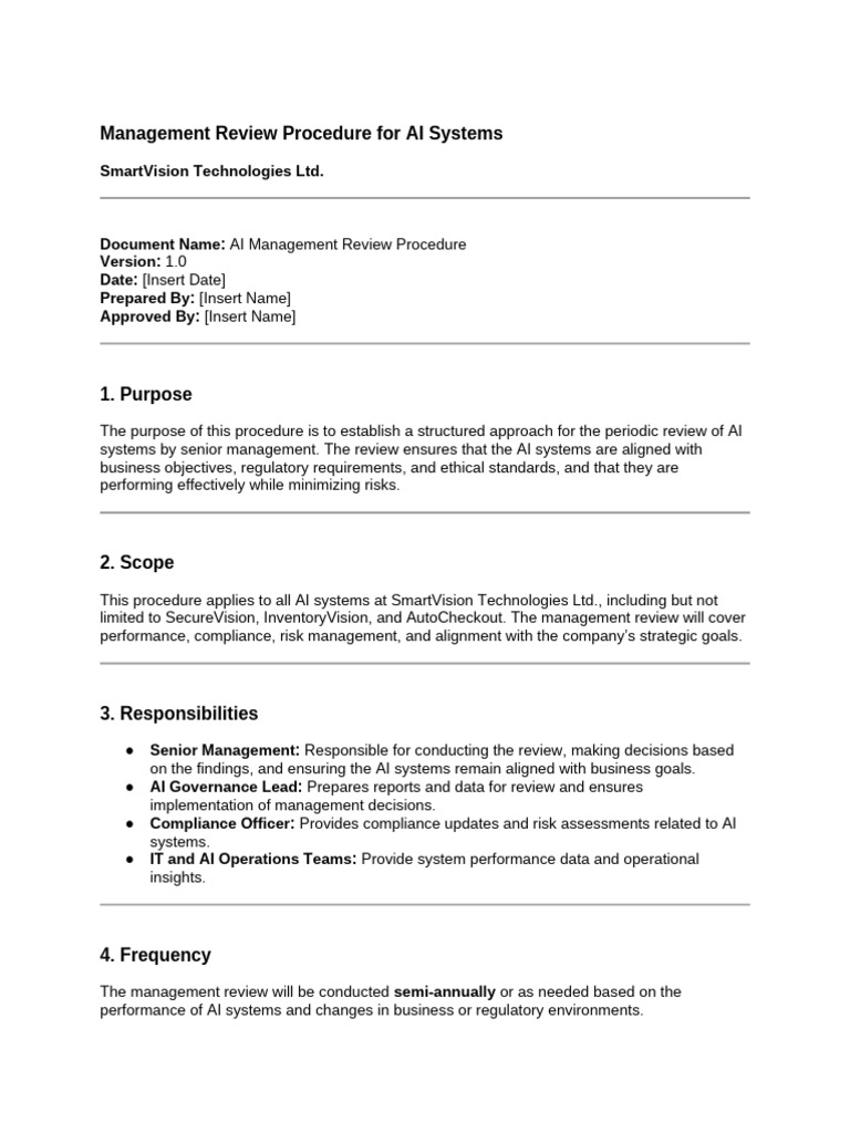 AI Systems Management Review Procedure | PDF | Regulatory Compliance ...