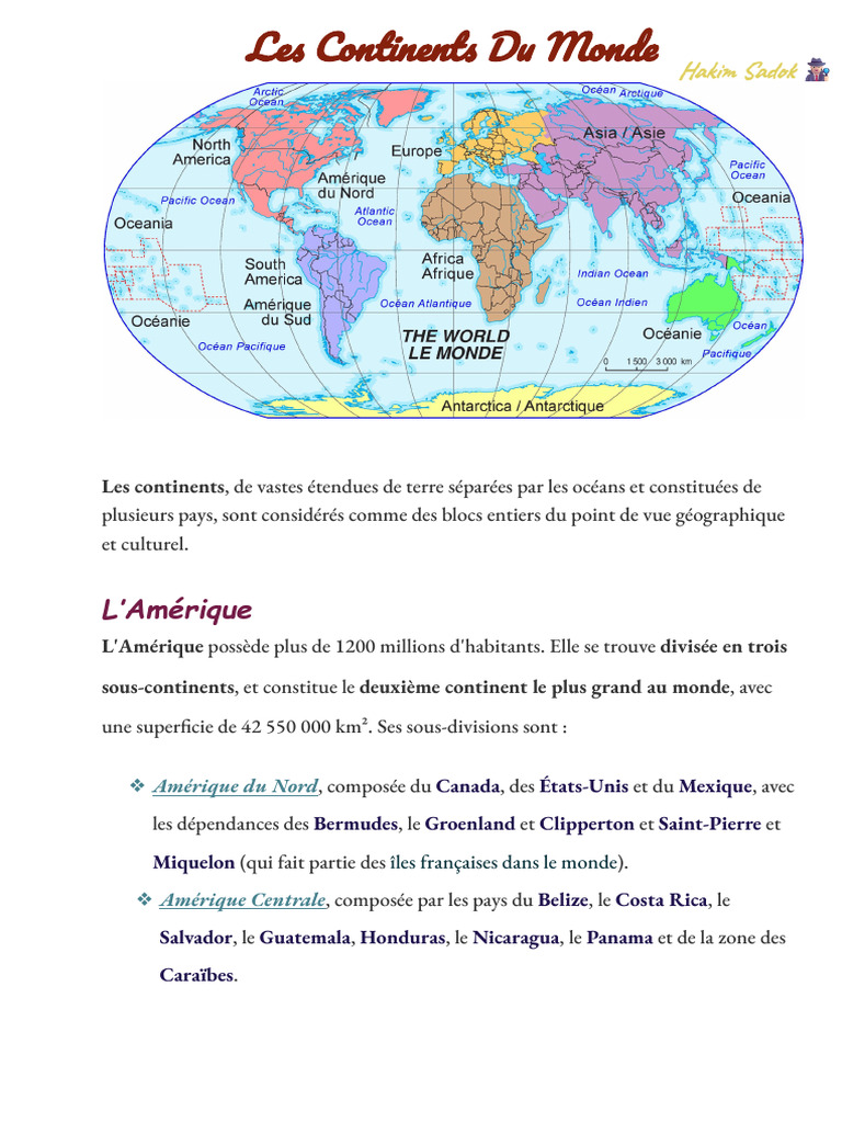 Les Continents et leurs Pays | PDF | Océanie | Amérique centrale