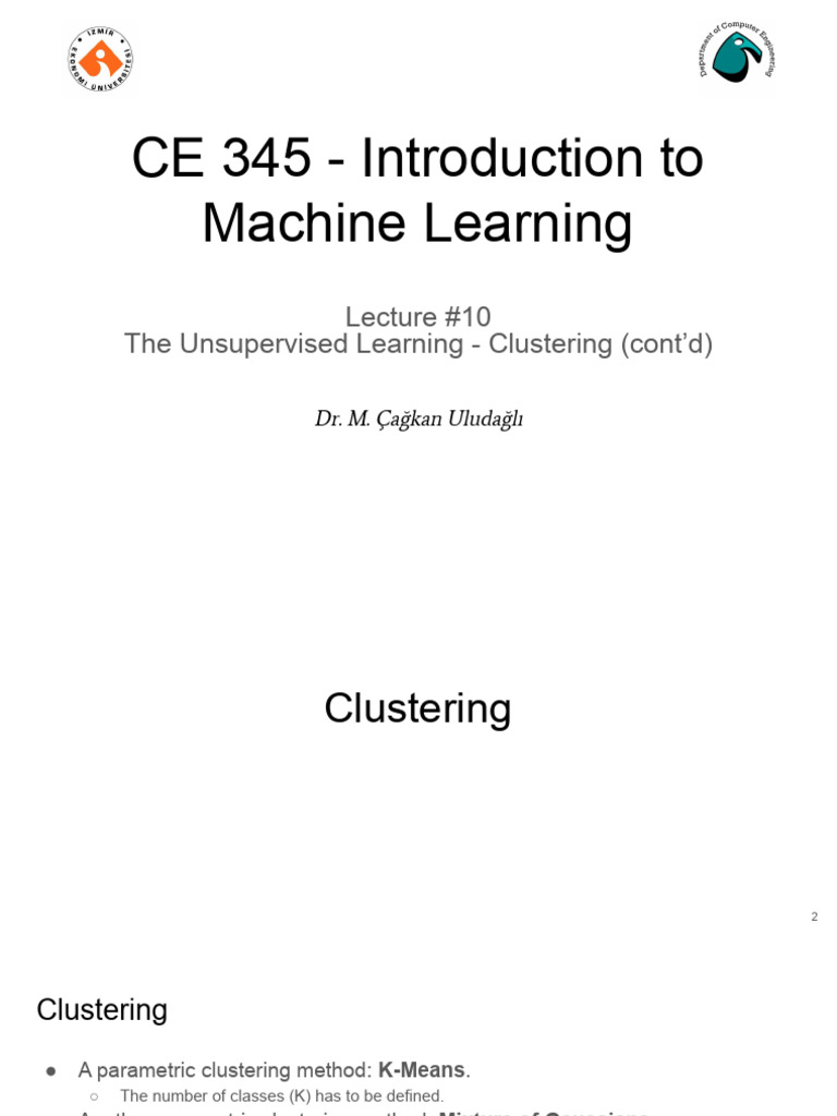 CE345 - Lecture #10 - Clustering (Part 2) | PDF | Cluster Analysis ...