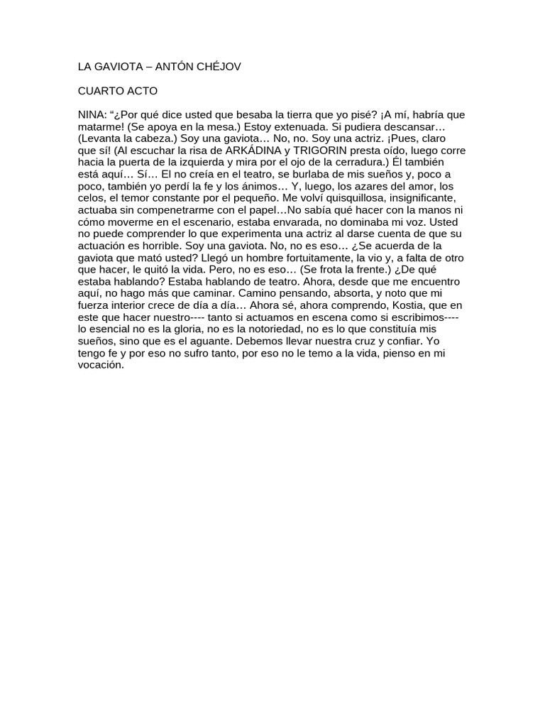 Monologo Dramatico La Gaviota | PDF