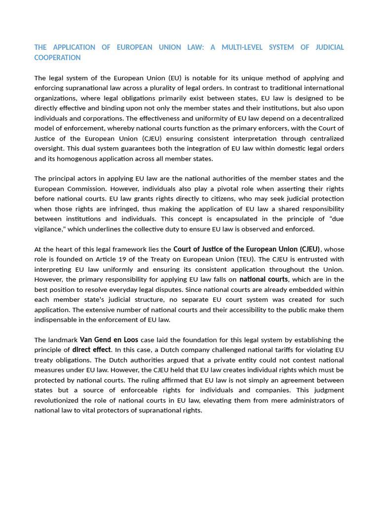 The Application of European Union Law | PDF | European Union Law ...
