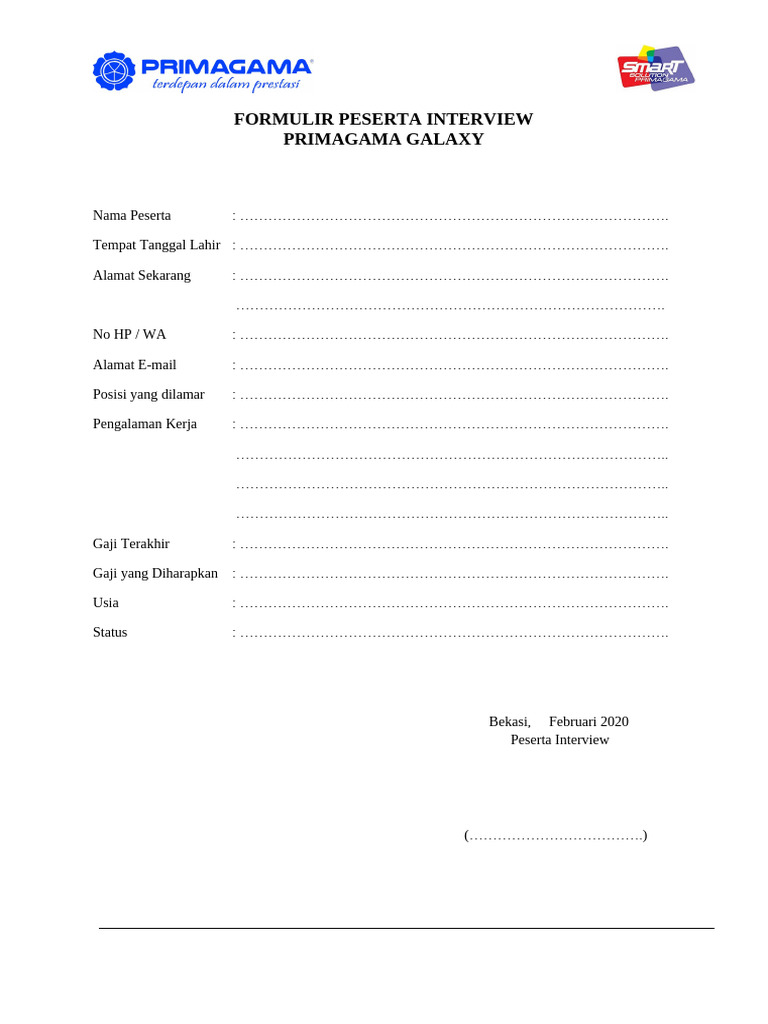 Formulir Peserta Interview | PDF