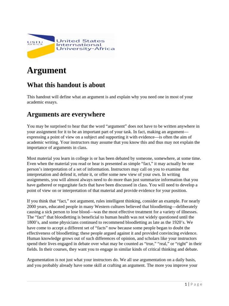 Argument (Claims, Pro and Counter, Evidence) ENG2206 Comp 2 | PDF ...
