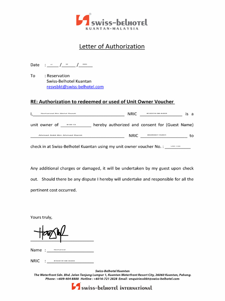 Unit Owner Letter of Authorization | PDF