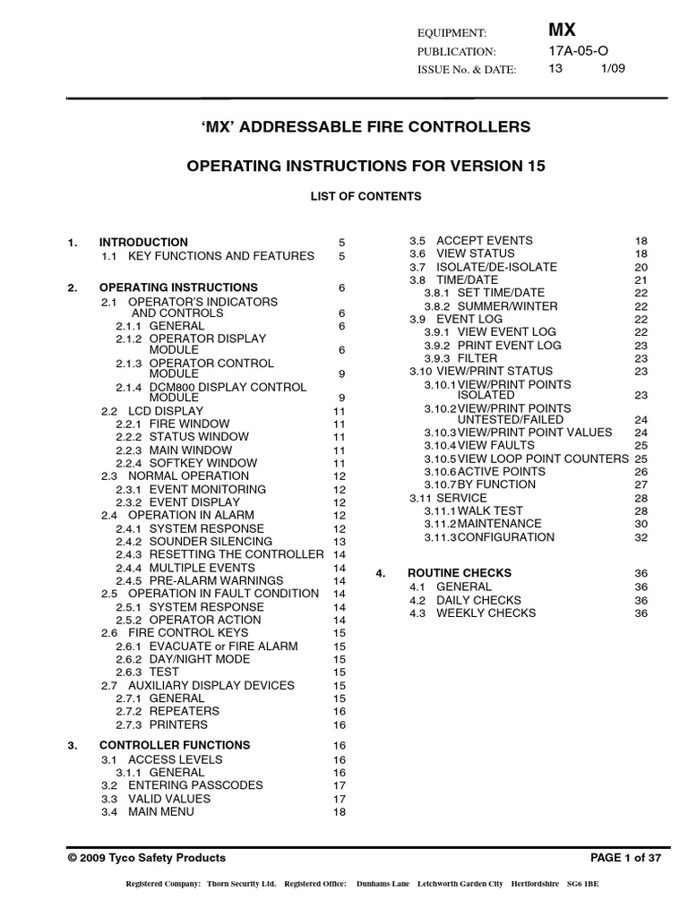 Tyco Minerva t2000 | PDF | Relay | Sensor