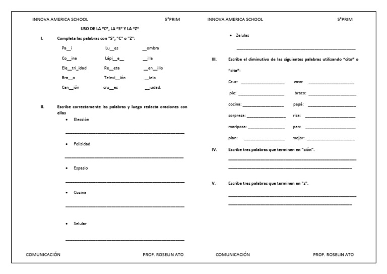 Uso de La S, La C y La Z | PDF