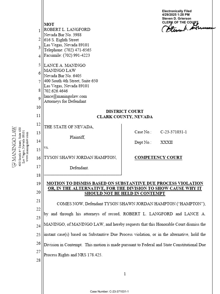 Motion to Dismiss for Due Process Violation | PDF | Competence (Law ...
