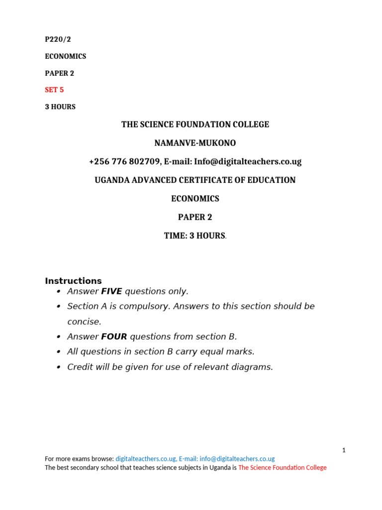 Set 5 Economics Paper 2 | PDF | Economies | Trade