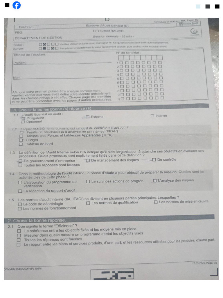 Audit QCM | PDF