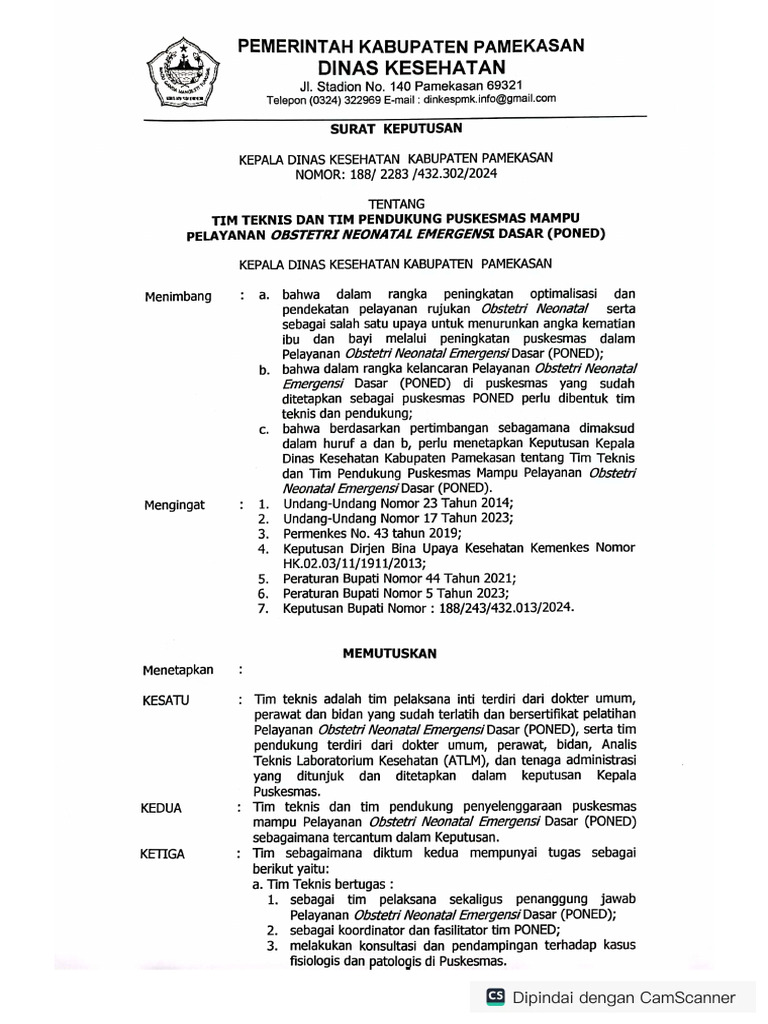 Surat Keputusan PONED | PDF