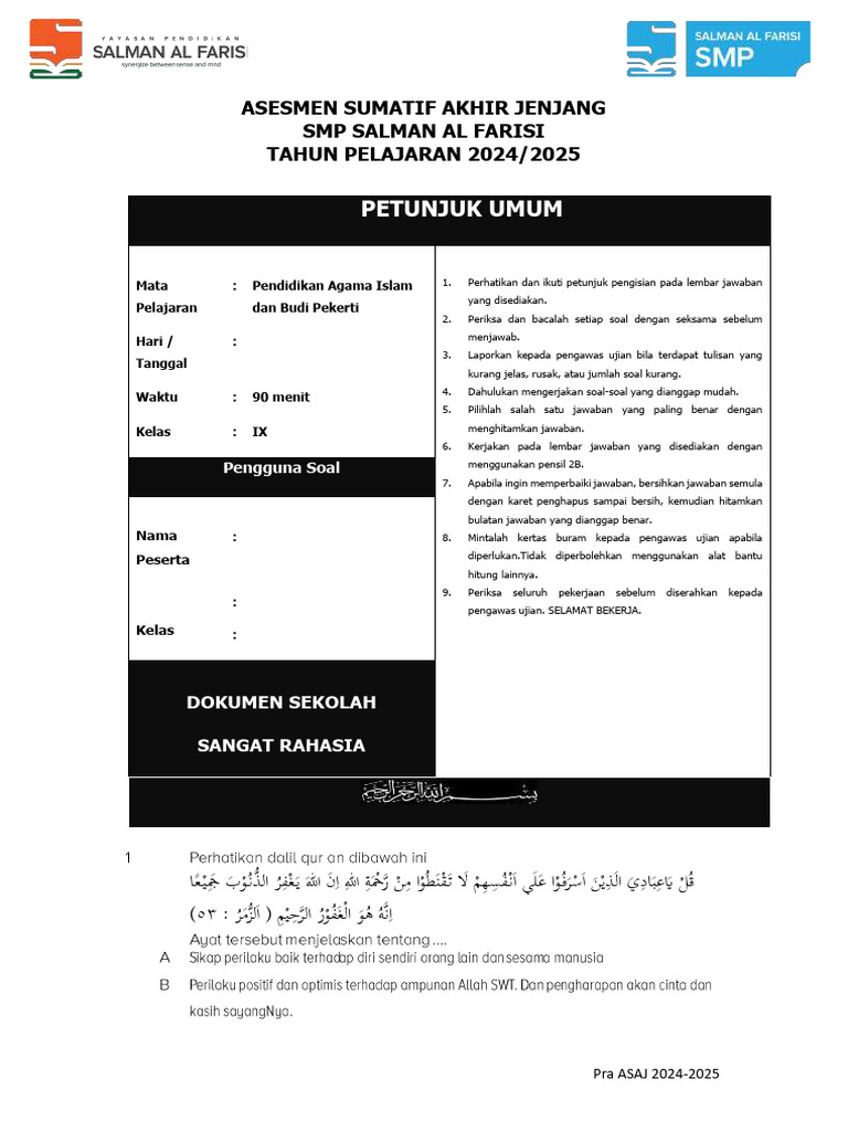 Soal Pra Asaj Pai 2024 | PDF