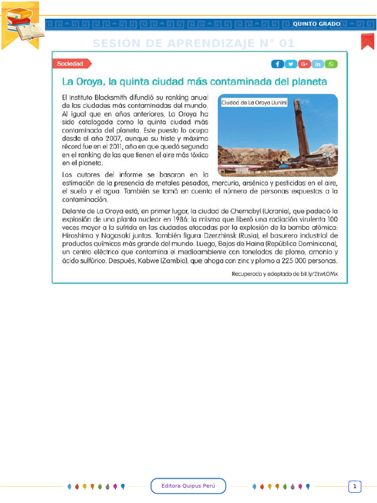 Anexo de Sesiones de Aprendizaje - Semana 1 - UDA IV - Editora Quipus Perú | PDF | Gases de ...