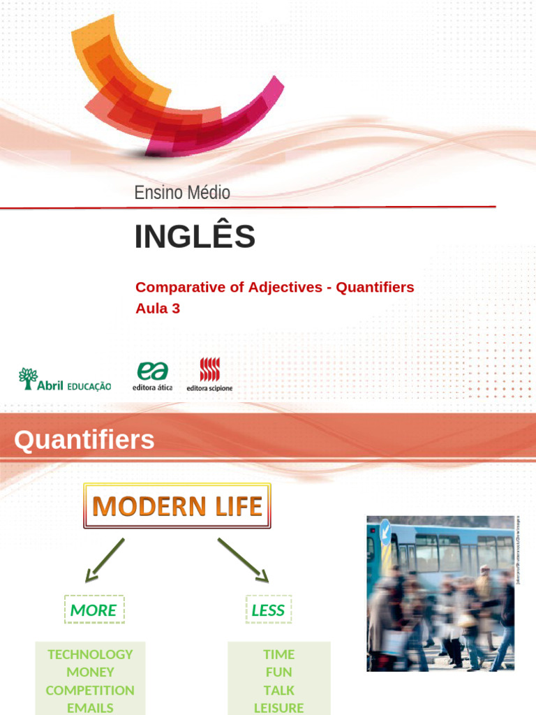 Aula3 Comparative of Adjectives Quantifiers | PDF | Plural | Noun