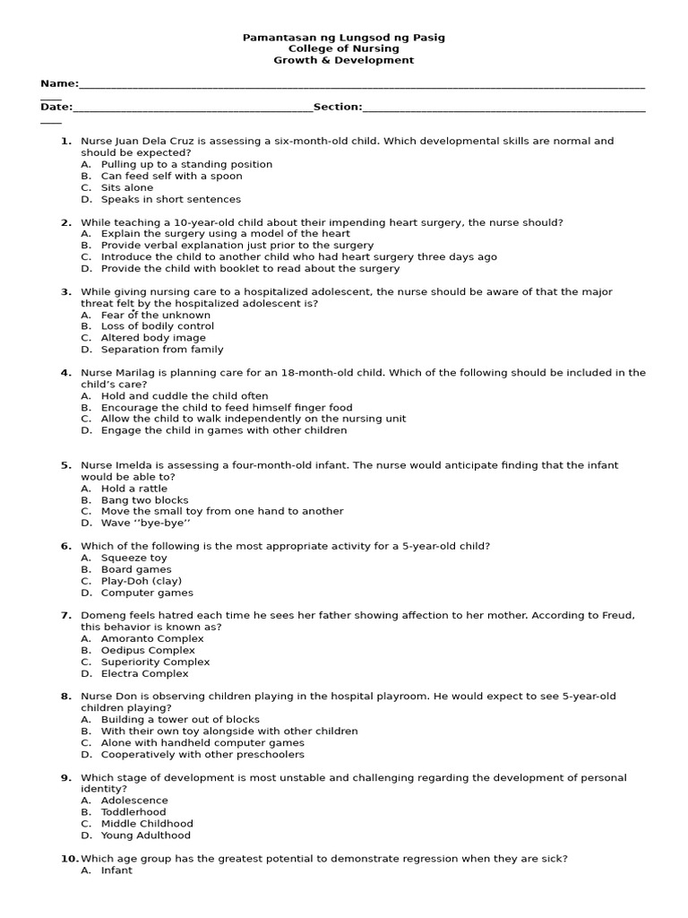 G&D Quiz 1 | PDF | Adolescence | Toys