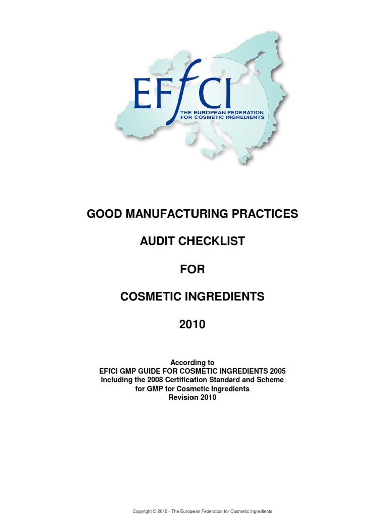 Audit - Checklist For Cosmetic Ingredients EFFCI | PDF | Cosmetics ...