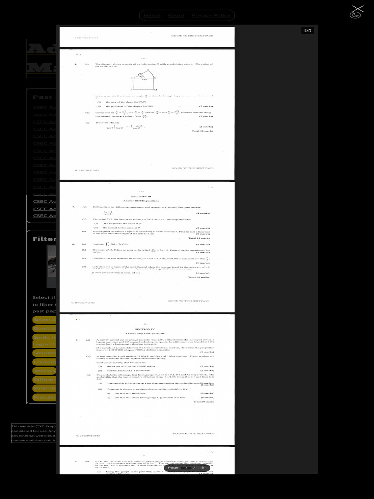 CSEC Additional Mathematics CXC Prep 2 | PDF | Mathematics | Geometry