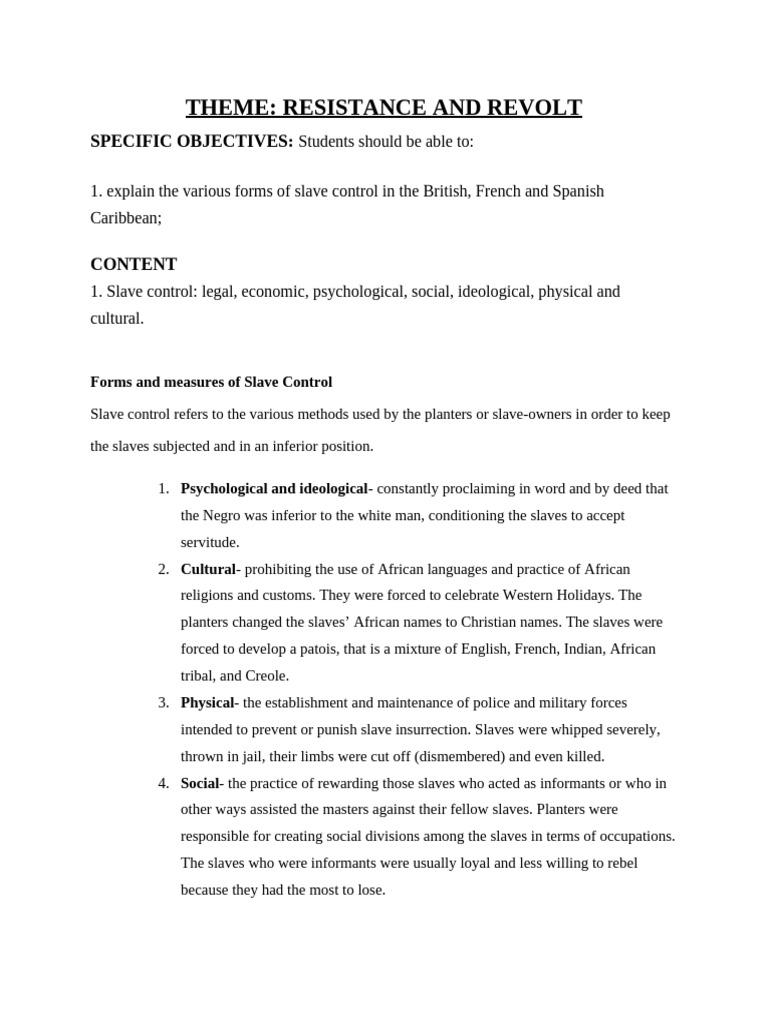 4BG+-+Resistance+and+Revolt+-+Slave+Control 2 | PDF | Slavery | Slavery ...