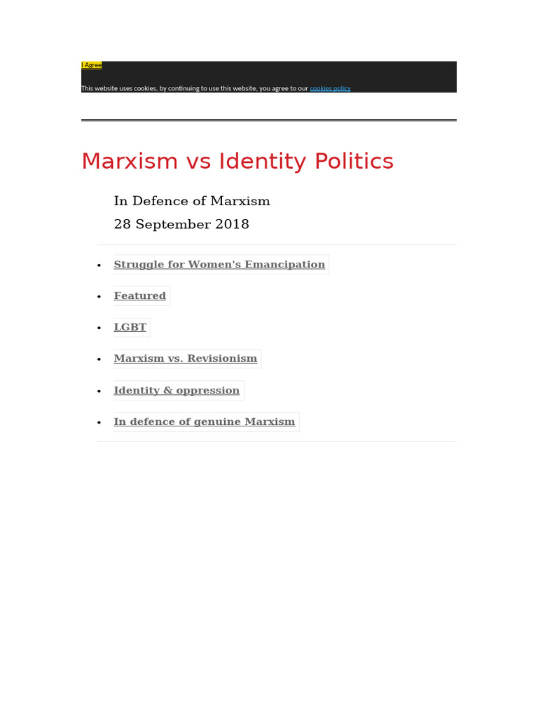 Marxism vs. Identity Politics | PDF | Marxism | Socialism