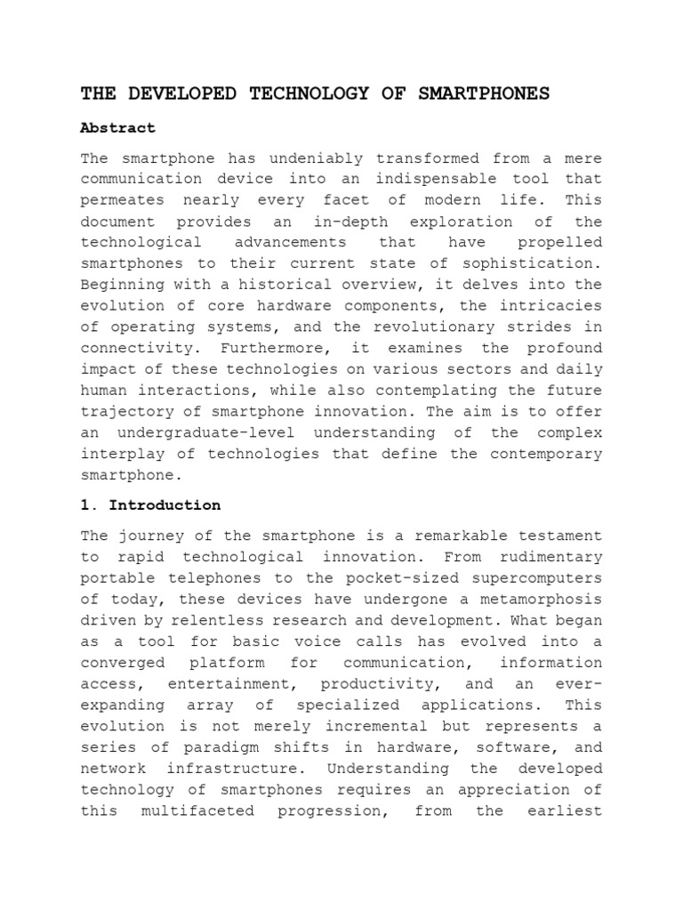 The Developed Technology of Smartphones | PDF | Smartphone | Graphics ...