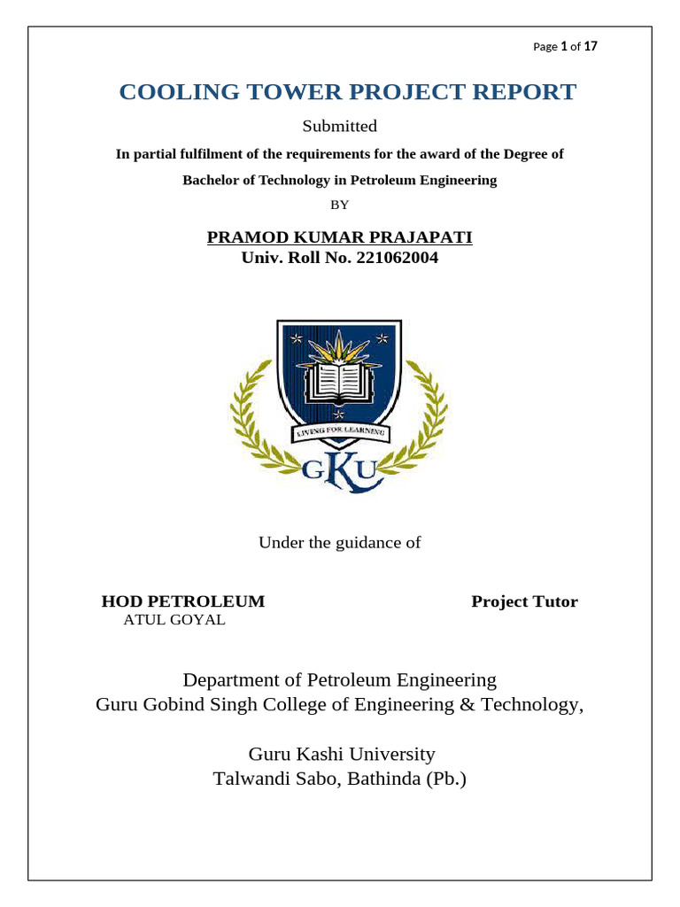 Cooling Tower Project Overview | PDF | Corrosion | Heat Exchanger