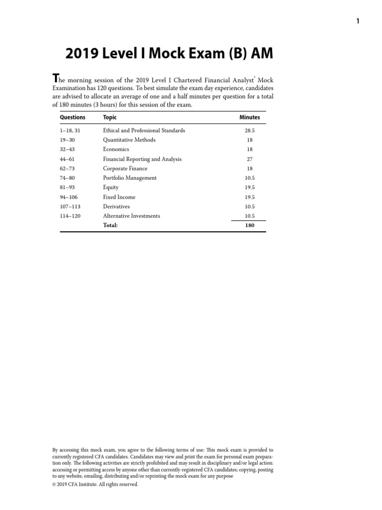 Cfa Level 1 - (Mock Exams) + (Solutions) 2021 | PDF | Confidence Interval | Internal Rate Of Return