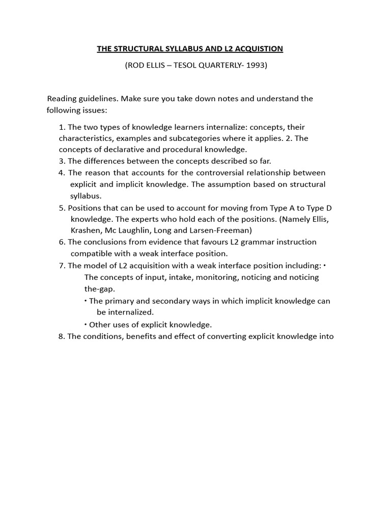 3 - Reading Guidelines - Ellis | PDF | Knowledge | Second Language ...