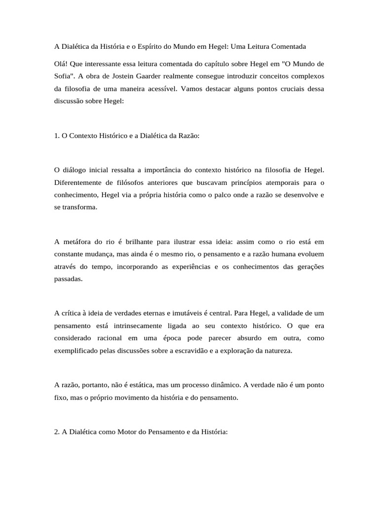 Dialética e Espírito do Mundo em Hegel | PDF | Georg Wilhelm Friedrich ...