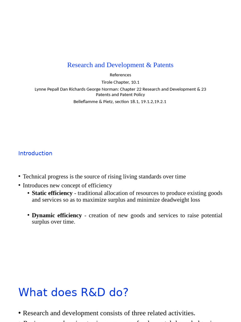 Research and Development | PDF | Intellectual Property | Monopoly