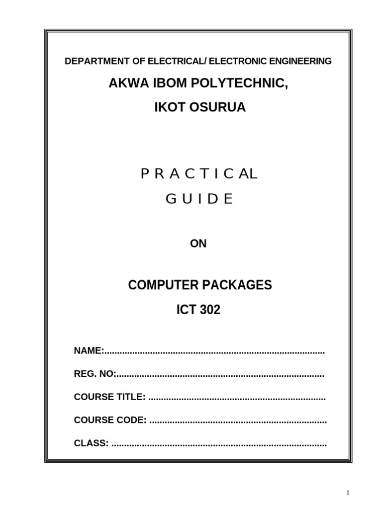 Computer Packages ICT 302 | PDF | 3 D Computer Graphics | Microsoft Access