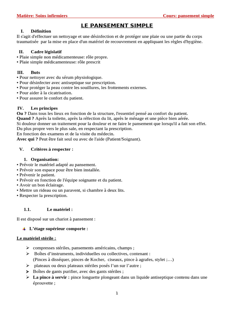 Protocole de pansement simple en soins | PDF | Hygiène | Médecine