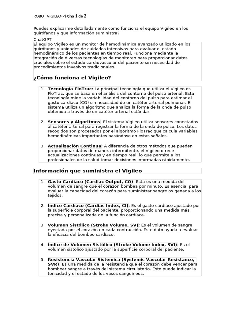 Funcionamiento y Beneficios del Vigileo | PDF | Corazón | Sistema ...