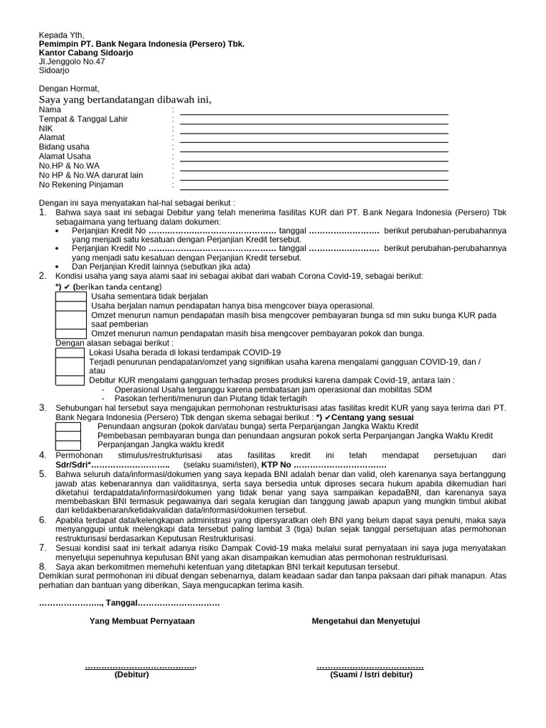 Surat Permohonan Relaksasi | PDF