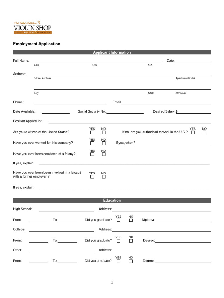 LIVS Employment Application 2022 | PDF