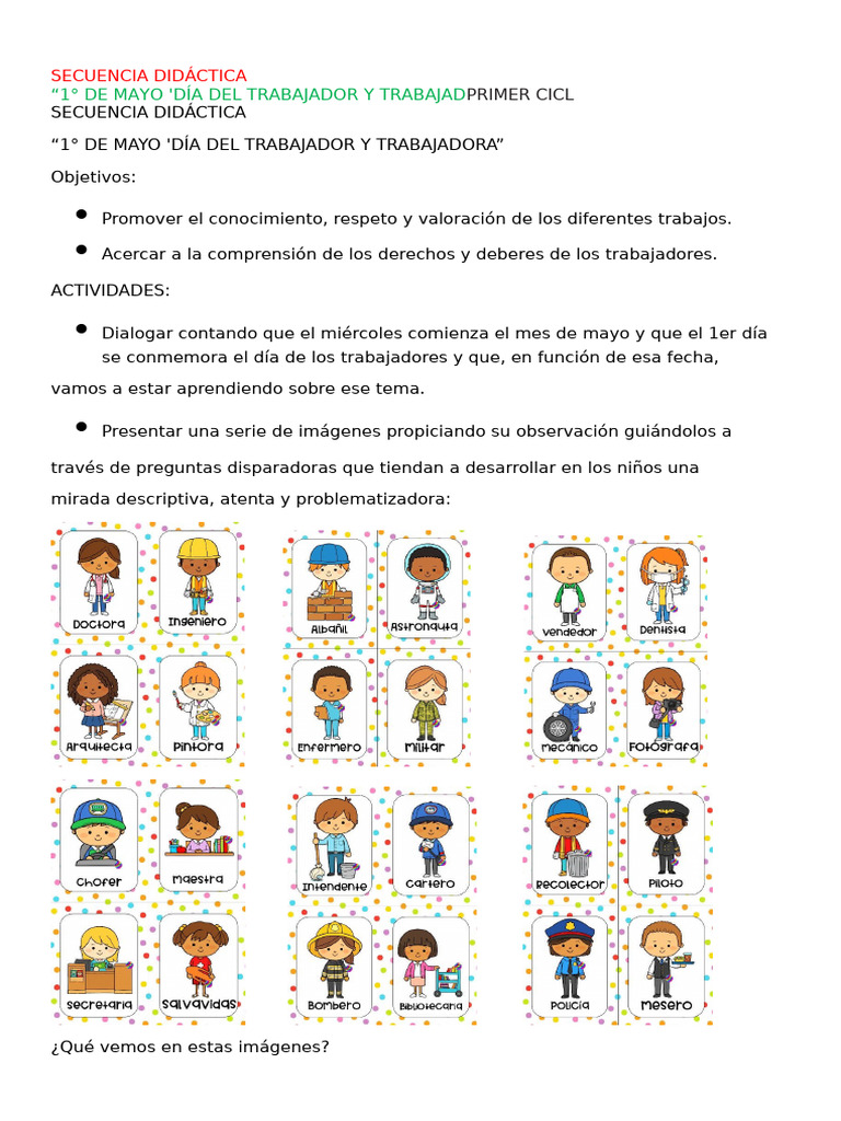 Secuencia Didáctica: Día del Trabajador | PDF