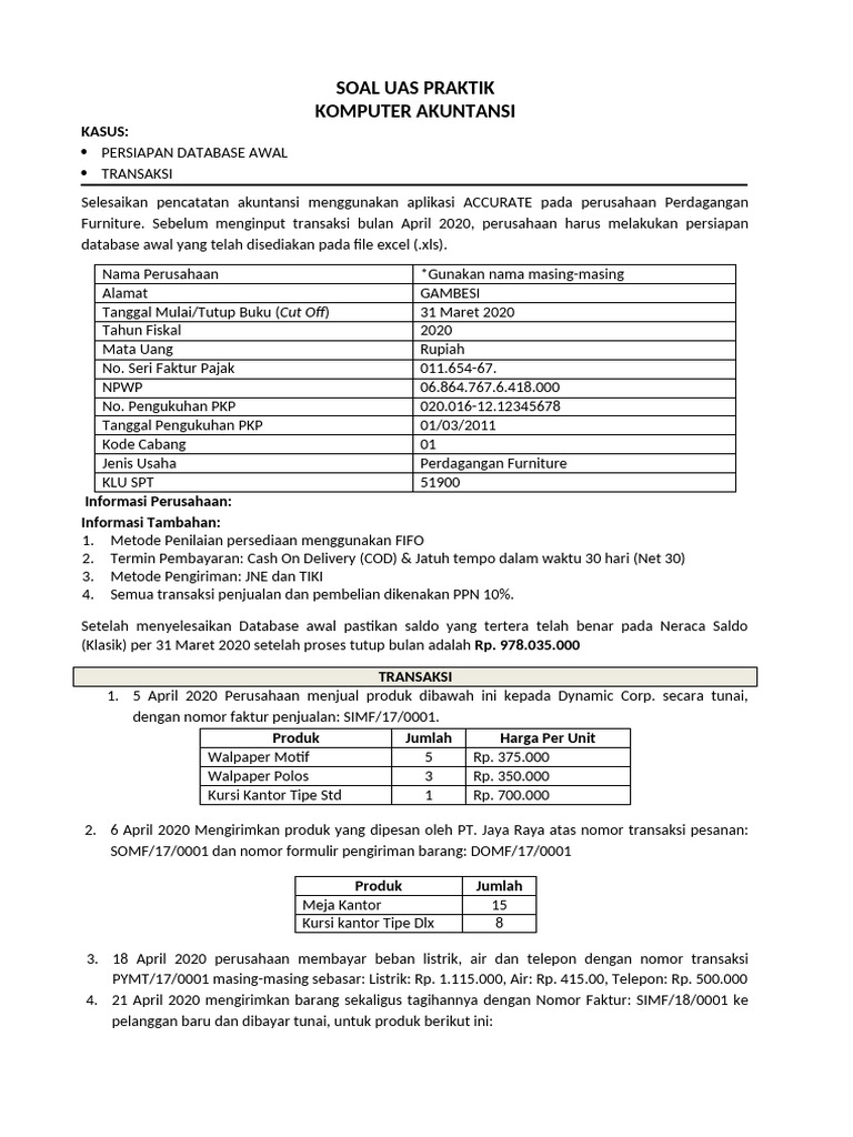 Informasi Data Perusahaan Pak Irfan Zamzam | PDF