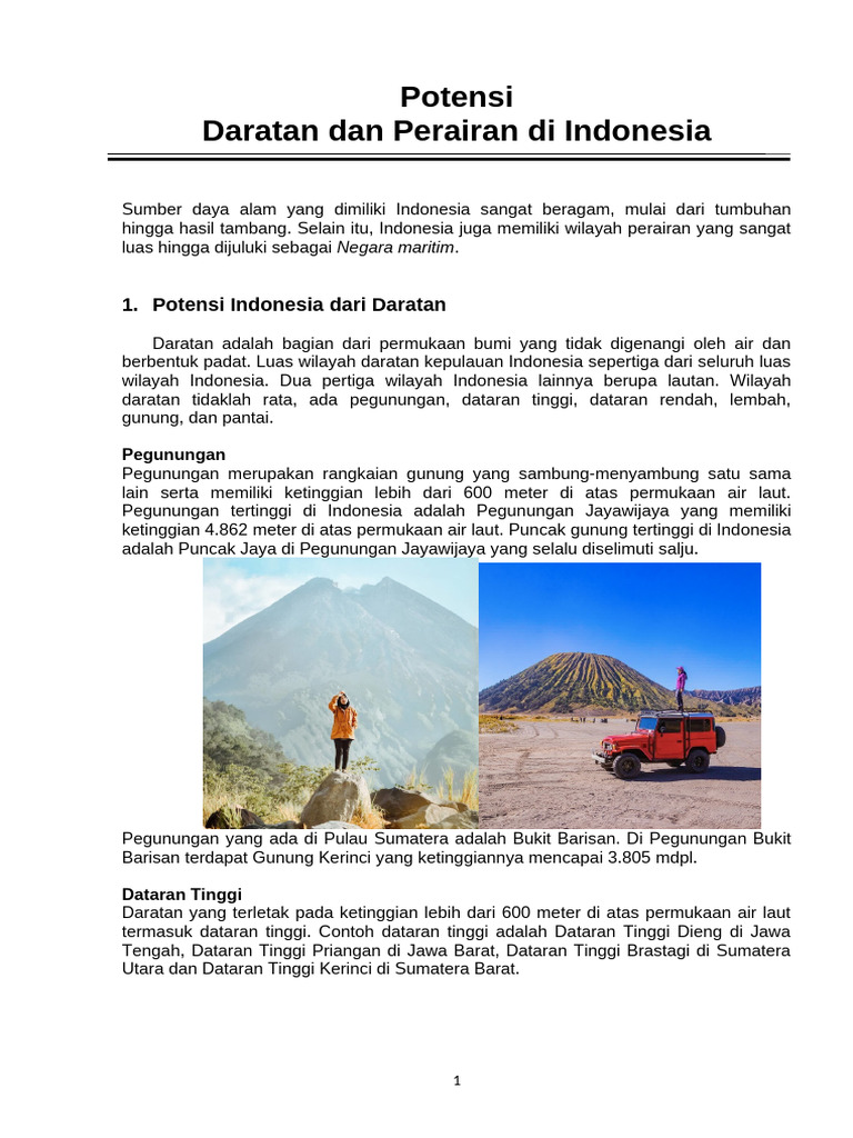 Potensi Alam Daratan dan Perairan Indonesia | PDF