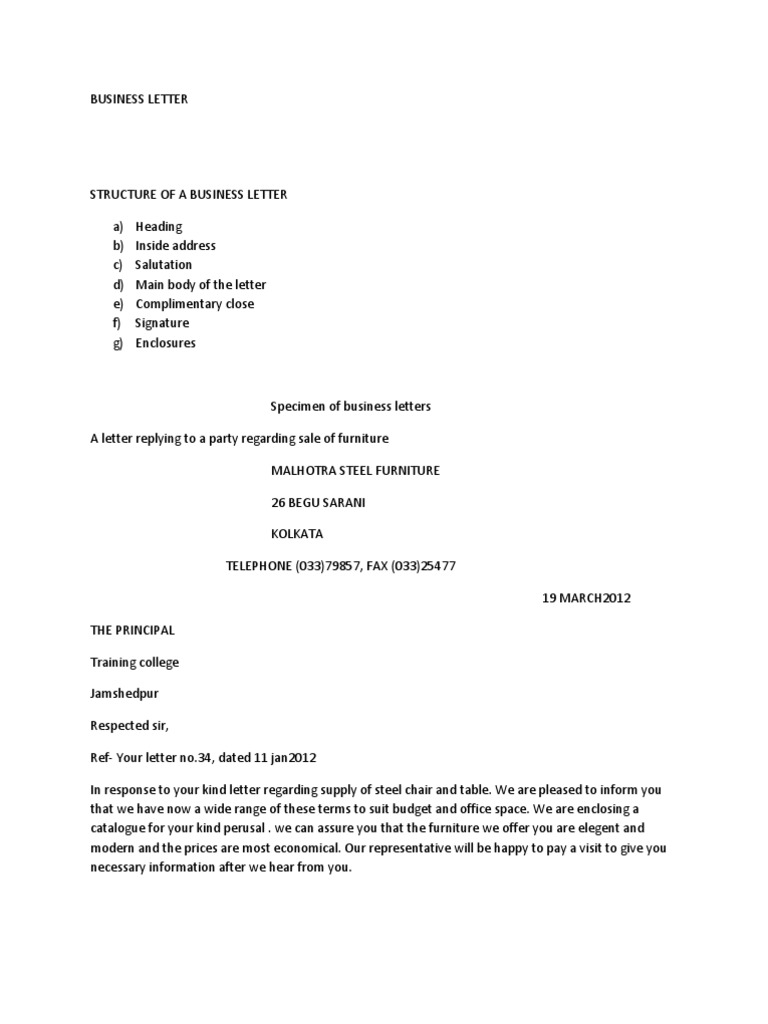 Business Letter Format Test Business Letter Format – Formal Writing
