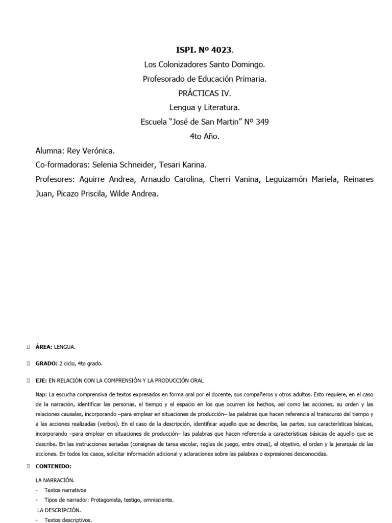 REY V.Lengua pract 2do cuatri | PDF | Narración | Adjetivo