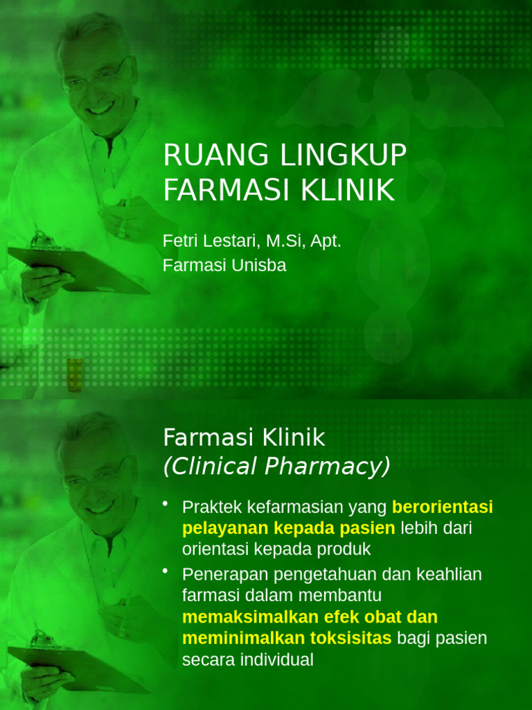 Ruang Lingkup Farmasi Klinik dan Praktiknya | PDF