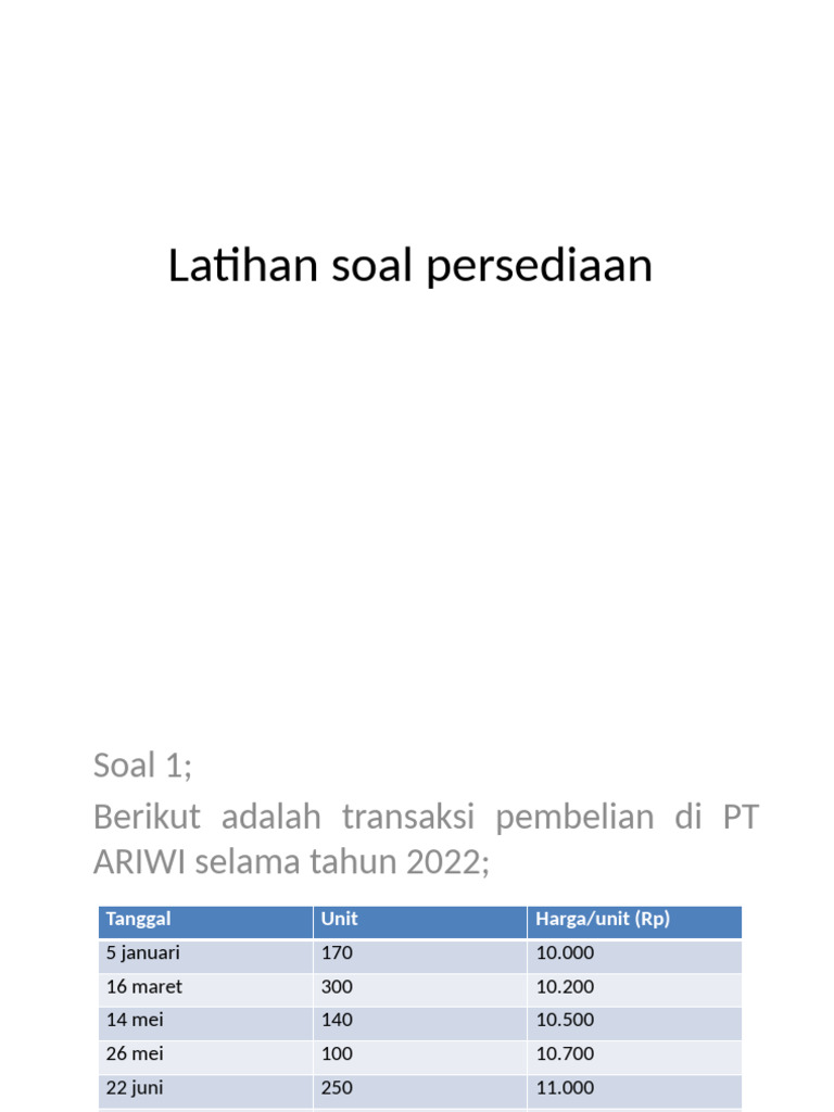 Latihan Soal Persediaan | PDF