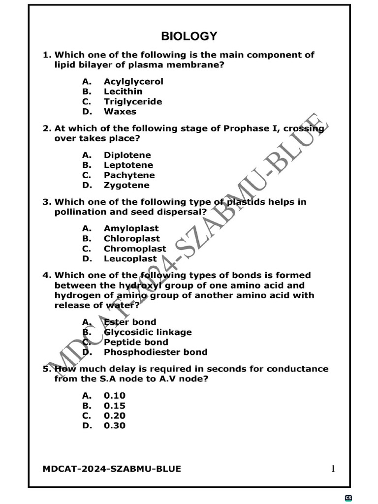 SZABMU 2024 Past Paper by S - Learning Hub 03555448017 | PDF