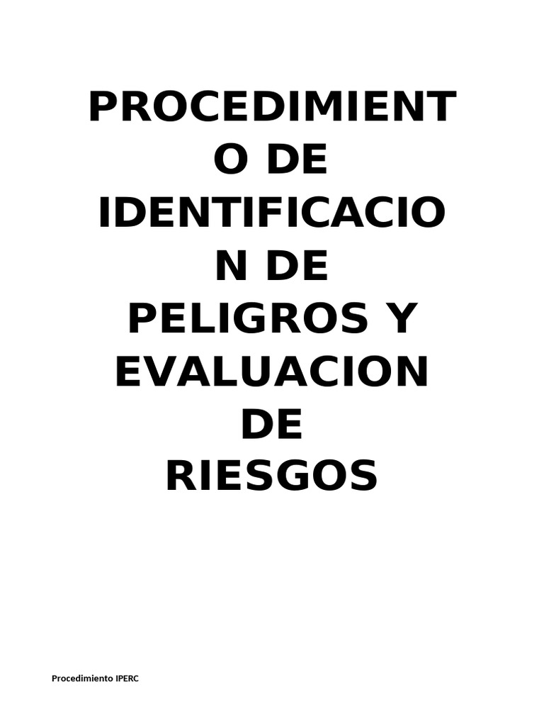 Procedimiento Iperc | PDF | Riesgo | Seguridad y salud ocupacional