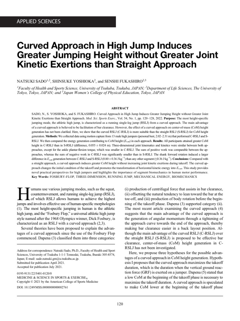 Curved vs. Straight High Jump Techniques | PDF