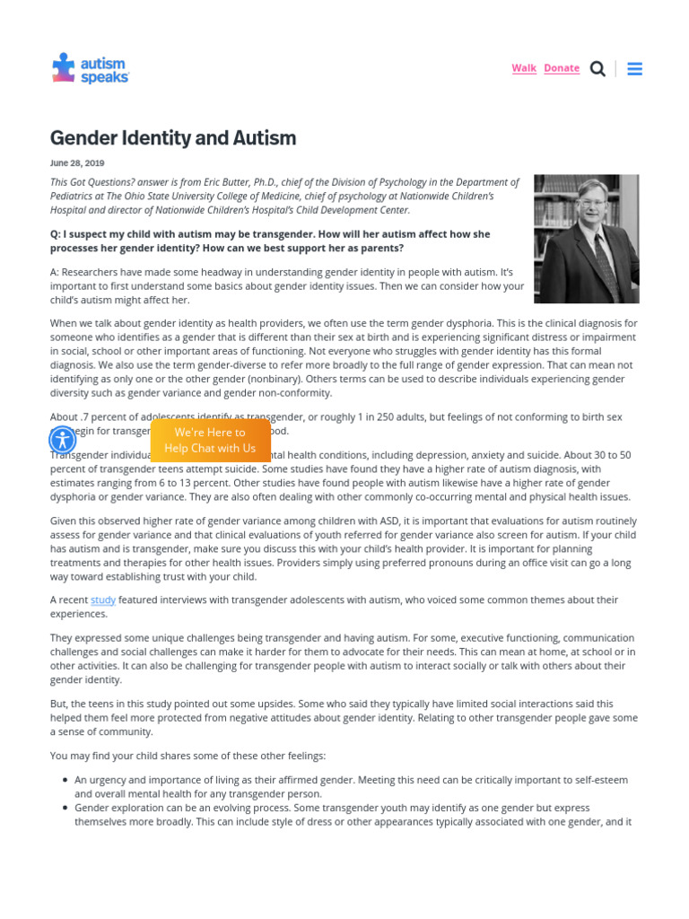 Gender Identity and Autism | Autism Speaks | PDF | Autism | Transgender